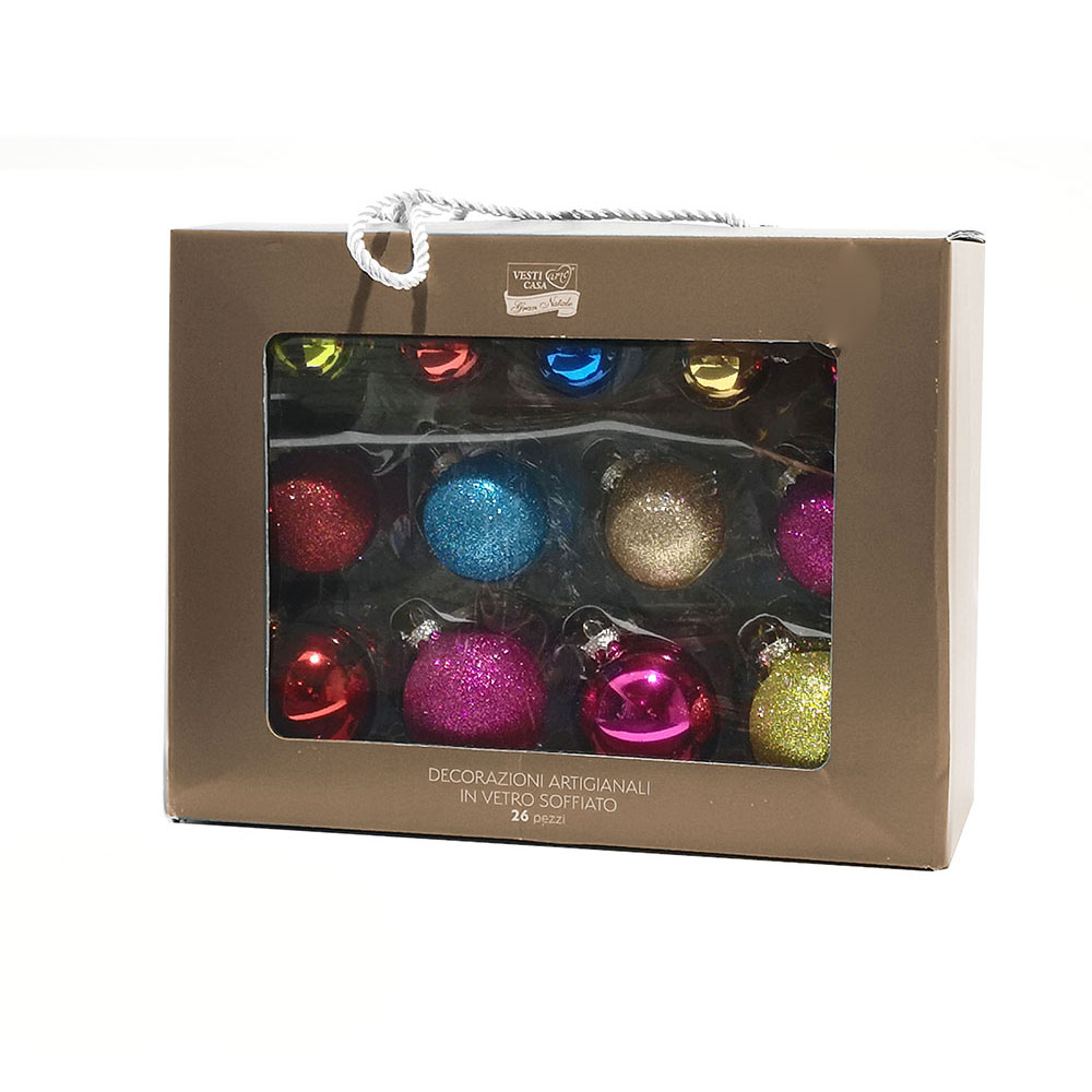 Steklene božične bunkice za jelko večbarvne 26/1