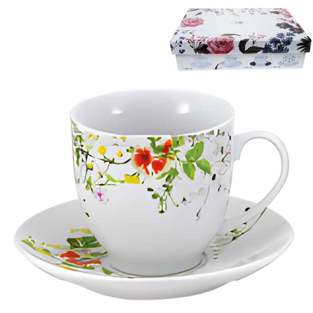 Skodelice za kavo s krožniki 6/1 porcelan cvetlični dekor